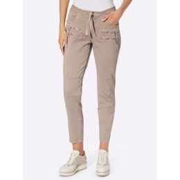 Heine Witt Damen Hose mit Bindeband, sesam, Größe 44