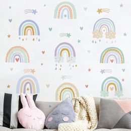 Bilderwelten Wandtattoo Himmel Digital Art selbstklebend Wandaufkleber - Regenb&ouml;gen Pastell Set - Herz Kinderzimmer Baby M&auml;dchen Jungen