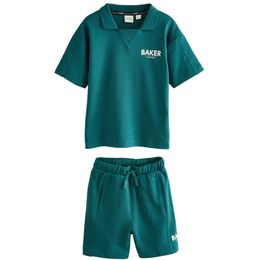 Baker By Ted Baker Set: Poloshirt und Shorts Jungen Gr&ouml;&szlig;e 92 gr&uuml;n / wei&szlig;