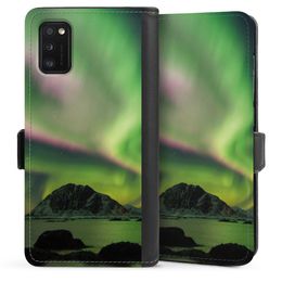 DeinDesign Galaxy A41 Handy Klapphülle Handyhülle aus Kunst Leder schwarz Flip Case Nordern Lights Sky Polar Lights Sideflip mit Lasche