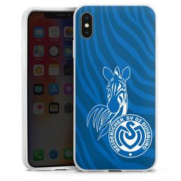 DeinDesign iPhone Xs Max Handy Silikon H&uuml;lle Case transparent Handyh&uuml;lle Merchandise Msv Duisburg Zebra Silikon Case