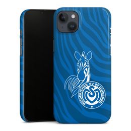 DeinDesign iPhone 14 Plus Handy Premium Case Smartphone Handyh&uuml;lle Schutzh&uuml;lle gl&auml;nzend Merchandise Msv Duisburg Zebra Premium Case