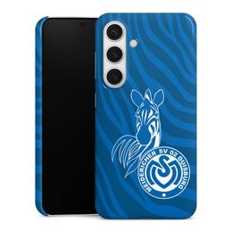 DeinDesign Galaxy S24 Handy Premium Case Smartphone Handyh&uuml;lle Schutzh&uuml;lle gl&auml;nzend Merchandise Msv Duisburg Zebra Premium Case
