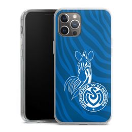 DeinDesign iPhone 12 Pro Max Handy Silikon H&uuml;lle Case transparent Handyh&uuml;lle Merchandise Msv Duisburg Zebra Silikon Case