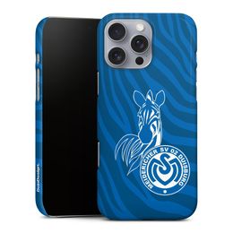 DeinDesign iPhone 16 Pro Max Handy Premium Case Smartphone Handyh&uuml;lle Schutzh&uuml;lle gl&auml;nzend Merchandise Msv Duisburg Zebra Premium Case