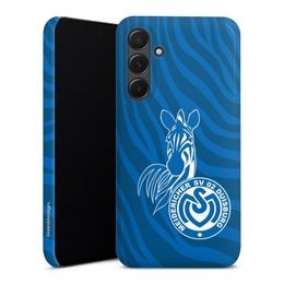 DeinDesign Galaxy A35 5G Handy Premium Case Smartphone Handyh&uuml;lle Schutzh&uuml;lle gl&auml;nzend Merchandise Msv Duisburg Zebra Premium Case