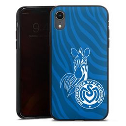 DeinDesign iPhone Xr Handy Silikon H&uuml;lle Case schwarz Handyh&uuml;lle Merchandise Msv Duisburg Zebra