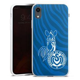 DeinDesign iPhone Xr Handy Silikon H&uuml;lle Case wei&szlig; Handyh&uuml;lle Merchandise Msv Duisburg Zebra Silikon Case