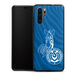 DeinDesign Huawei P30 Pro Handy Silikon H&uuml;lle Case schwarz Handyh&uuml;lle Merchandise Msv Duisburg Zebra