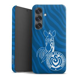 DeinDesign Galaxy S25 Handy Premium Case Smartphone Handyh&uuml;lle Schutzh&uuml;lle gl&auml;nzend Merchandise Msv Duisburg Zebra Premium Case