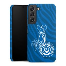 DeinDesign Galaxy S22 Handy Premium Case Smartphone Handyh&uuml;lle Schutzh&uuml;lle matt Merchandise Msv Duisburg Zebra Premium Case