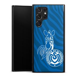 DeinDesign Galaxy S22 Ultra Handy Silikon H&uuml;lle Case schwarz Handyh&uuml;lle Merchandise Msv Duisburg Zebra