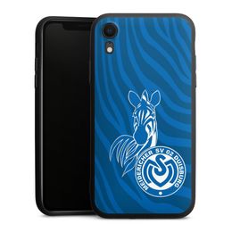 DeinDesign iPhone Xr Handy Premium Silikon H&uuml;lle Handyh&uuml;lle schwarz Case Merchandise Msv Duisburg Zebra Silikon Premium Case