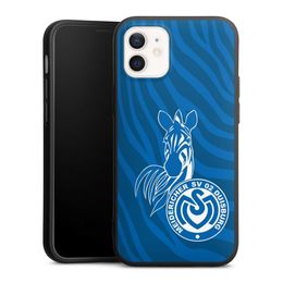 DeinDesign iPhone 12 mini Handy Premium Silikon H&uuml;lle Handyh&uuml;lle schwarz Case Merchandise Msv Duisburg Zebra Silikon Premium Case