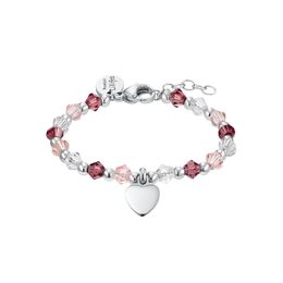 Armband Prinzessin Lillifee "Herz", rosa (edelstahlfarben, weiß, rosa, pink, weiß, rosa, pink), Armbänder, Mädchen, 14cm, Edelstahl, mit Glasstein