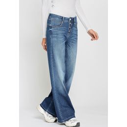Weite Jeans Gang "94MEDINA WIDE", Damen, Gr. 31, N-Gr, titan waves, Denim/Jeans, Obermaterial: 98% Baumwolle, 2% Elasthan, weit lang, Jeans, mit Knopfverschluss - angelehnt an die Amelie Wide, Topseller