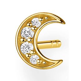 Single-Ohrstecker Thomas Sabo "Mond pavé gold, Mond pavé silber", gold (gelbgoldfarben, weiß, kristallweiß), Ohrringe, Damen, Silber 925 (Sterlingsilber), mit Zirkonia (synth.)