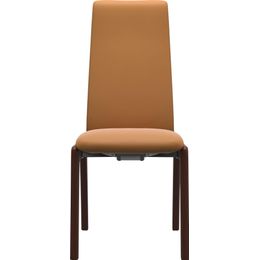 Polsterstuhl stressless "Laurel", braun (new caramel batick, walnuss), B:57cm H:105cm T:60cm, Leder BATICK: BATICK ist ein leicht korrigiertes, durchgefärbtes und genarbtes Möbelleder, bei dem die meisten Unebenheiten und Spuren in der Regel entfernt wurden., Stühle, High Back, Größe M, mit abgerundeten Beinen in Walnuss