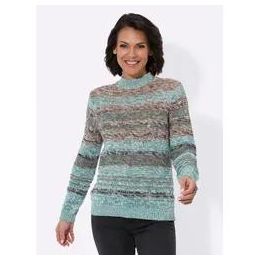 Strickpullover Casual Looks "Pullover", Damen, Gr. 48, braun (jade, braun, meliert), 58% Baumwolle, 42% Polyacryl, gemustert, gestreift, mehrfarbig, Pullover Strickpullover