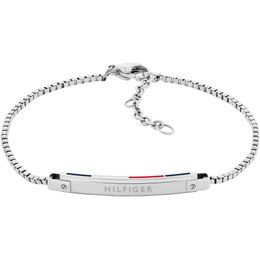 Armkette Tommy Hilfiger "LINEAR", weiß (edelstahlfarben, blau, rot, weiß), Armbänder, Damen, 19cm, Edelstahl, mit Emaille