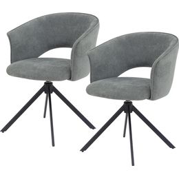 Armlehnstuhl Tom Tailor HOME "CURVY ARMCHAIR", schwarz (concrete grau, schwarz, schwarz), B:61,5cm H:78,5cm T:59cm, Metall, Stoff, Stühle, mit Armlehnen, drehbar, Rückholfunktion, Rückenausschnitt