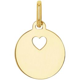 Kettenanhänger Amor "Herz", gold (gelbgoldfarben), Schmuckanhänger, Damen, Gelbgold 375, 0,78 g