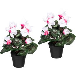 Künstliche Zimmerpflanze Creativ green "Alpenveilchen", pink (weiß, pink), H:30cm, Obermaterial: 90% Kunststoff, 10% Polyester, Kunstpflanzen, 2er Set