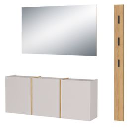 Garderoben-Set Germania "GW-Libbiano Plus", kaschmir, navarra, eiche, nachbildung, B:168cm H:200cm T:29cm, Glas, Metall, Spanplatte, Kastenmöbel-Sets, 3-tlg. Set