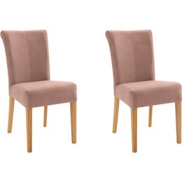 4-Fußstuhl Home Affaire "Barcelona", braun (vintage braun, eiche massivholz), B:47cm H:94cm T:60cm, Holzwerkstoff, Massivholz, Polyester, Stühle, Stuhlbeine aus Massivholz, Sitz und Rücken gepolstert