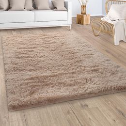 Hochflor-Teppich Paco Home "Silky 591", beige, B:200cm H:37mm L:290cm, Polyester, Teppiche, Uni-Farben, besonders weich und kuschelig