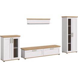 Wohnwand Home Affaire, B:336cm H:161cm T:40cmsibu lärche nachbildung, Wohnzimmer, Kastenmöbel-Sets, "Cosenza", Cosenza, Breite: 336
