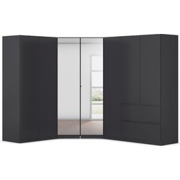 Schrank-Set Rauch "Kleiderschrank Schrank Garderobe Wäscheschrank COSTA mit Spiegel", grau (graumetallic), B:208cm H:197cm T:253cm, Holzwerkstoff, Kastenmöbel-Sets, viel Platz, grifflose Front und Push-to-Open Funktion MADE IN GERMANY