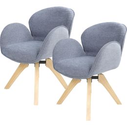 Armlehnstuhl Tom Tailor HOME "WINGS ARMCHAIR", calm ocean, rubberwood, rubberwood, B:61cm H:82cm T:63,5cm, Massivholz, Stoff, Stühle, mit Armlehnen, drehbar, Rückholfunktion, Massivholzgestell