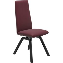 Polsterstuhl stressless "Laurel", rot (bordeaux batick, schwarz), B:49cm H:105cm T:60cm, Leder BATICK: BATICK ist ein leicht korrigiertes, durchgefärbtes und genarbtes Möbelleder, bei dem die meisten Unebenheiten und Spuren in der Regel entfernt wurden., Stühle, High Back, Größe M, mit schräggestellten Beinen in Schwarz