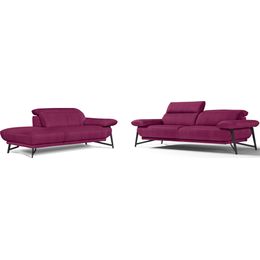 Sofa Egoitaliano "Anais, Design mit hohem Sitzkomfort, Fußfarbe schattengrau", pink (fuchsia), Sofas, Luxus-Microfaser, Ottomane Armlehne rechts, Set, Kopfteil verstellbar, Luxus-Microfaser, fuchsia