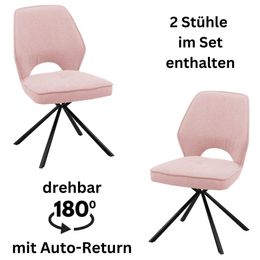 Polsterstuhl Stolkom "Nele", pink (pink, schwarz, schwarz), B:48cm H:89cm T:60cm, Polyester, Stühle, 180 grad drehbar mit Auto-Return