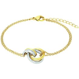 Armband Amor "Kreise", gelb (gelbgoldfarben, edelstahlfarben), Armbänder, Damen, 20cm, Edelstahl
