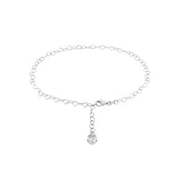 Fußkette Amor "Anklet Herz", silber (silberfarben, kristallweiß, kristallweiß), Fußketten, Damen, Silber 925 (Sterlingsilber), mit Zirkonia (synth.)