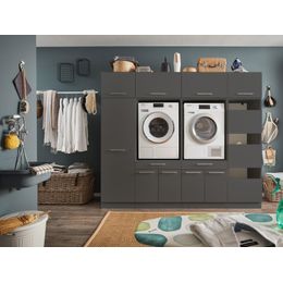 Mehrzweckschrank-Set LAUNDREEZY "LAUNDREEZY LDSK15", grau (anthrazit), B:235cm H:200cm T:67,5cm, Holzwerkstoff, Kastenmöbel-Sets, Breite 235 cm