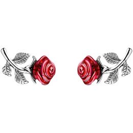 Paar Ohrstecker Thomas Sabo "Roses Romance, Rose", bunt (silberfarben, rot), Ohrringe, Damen, Silber 925 (Sterlingsilber)