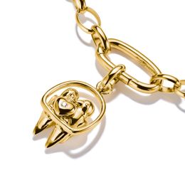 Charm-Einhänger Thomas Sabo "Charm Lovebird vergoldet - Connect", gold (gelbgoldfarben, kristallweiß, kristallweiß), Charms, Damen, Silber 925 (recycelt), mit Zirkonia (synth.)
