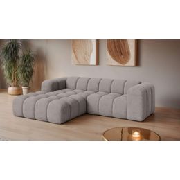 Ecksofa OTTO HOME, B:248cm H:72cm T:186cmhellgrau, 100% Polyester, Sofas, "KALLIE Design-Sofa mit Wellenunterfederung, Bubble-Optik, 248/186/72cm",