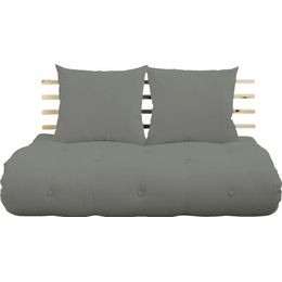 Schlafsofa Karup Design "Shinsano, futonstil, R&uuml;ckenrahmen und zweiteiligem Kissenset", grau, B:140cm, Sofas, Schlafsofa, aus massivem Kiefernholz, faltbarer Matratze, multifunktional, Scandi