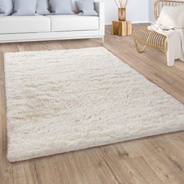 Hochflor-Teppich Paco Home "Silky 591", beige (elfenbeinfarben), B:140cm H:37mm L:200cm, Polyester, Teppiche, Uni-Farben, besonders weich und kuschelig