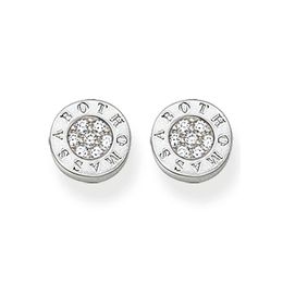 Paar Ohrstecker Thomas Sabo "Classic Pavé Schwarz, Classic Pavé Weiß", bunt (silberfarben, weiß, kristallweiß), Ohrringe, Damen, 9mm, Silber 925 (Sterlingsilber), mit Zirkonia (synth.)