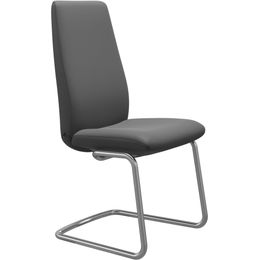 Polsterstuhl stressless "Laurel", grau (grau batick, schwarz matt), B:53cm H:105cm T:60cm, Leder BATICK: BATICK ist ein leicht korrigiertes, durchgefärbtes und genarbtes Möbelleder, bei dem die meisten Unebenheiten und Spuren in der Regel entfernt wurden., Stühle, High Back, Größe L, mit Beinen aus Stahl in Schwarz matt