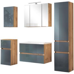 Badezimmer-Set Welltime "Horki", grau, B:160cm H:200cm T:49cm, Kastenm&ouml;bel-Sets, bestehend aus Waschtisch-Set mit Seitenschrank, Breite 160 cm