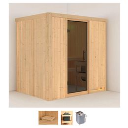 Sauna Karibu "Bedine", beige (naturbelassen), Saunaofen, integrierte Steuerung, 9 kW, Saunen, Ofen 9 kW integr. Strg