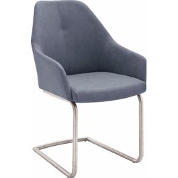 Freischwinger MCA furniture "MADITA A", grau (graublau), B:55cm H:88cm T:62cm, 100% Polyurethan, Stühle, Freischwinger, Stuhl max. belastbar bis 130 kg