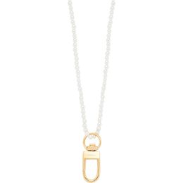 Kette ohne Anhänger Leonardo "Halskette Lucinda", gold (gelbgoldfarben, weiß), Halsketten, Damen, Edelstahl Perlen, L: 48 96 B: 12mm, Edelstahl, Perlen, mit Perle (imitiert), B:12mm